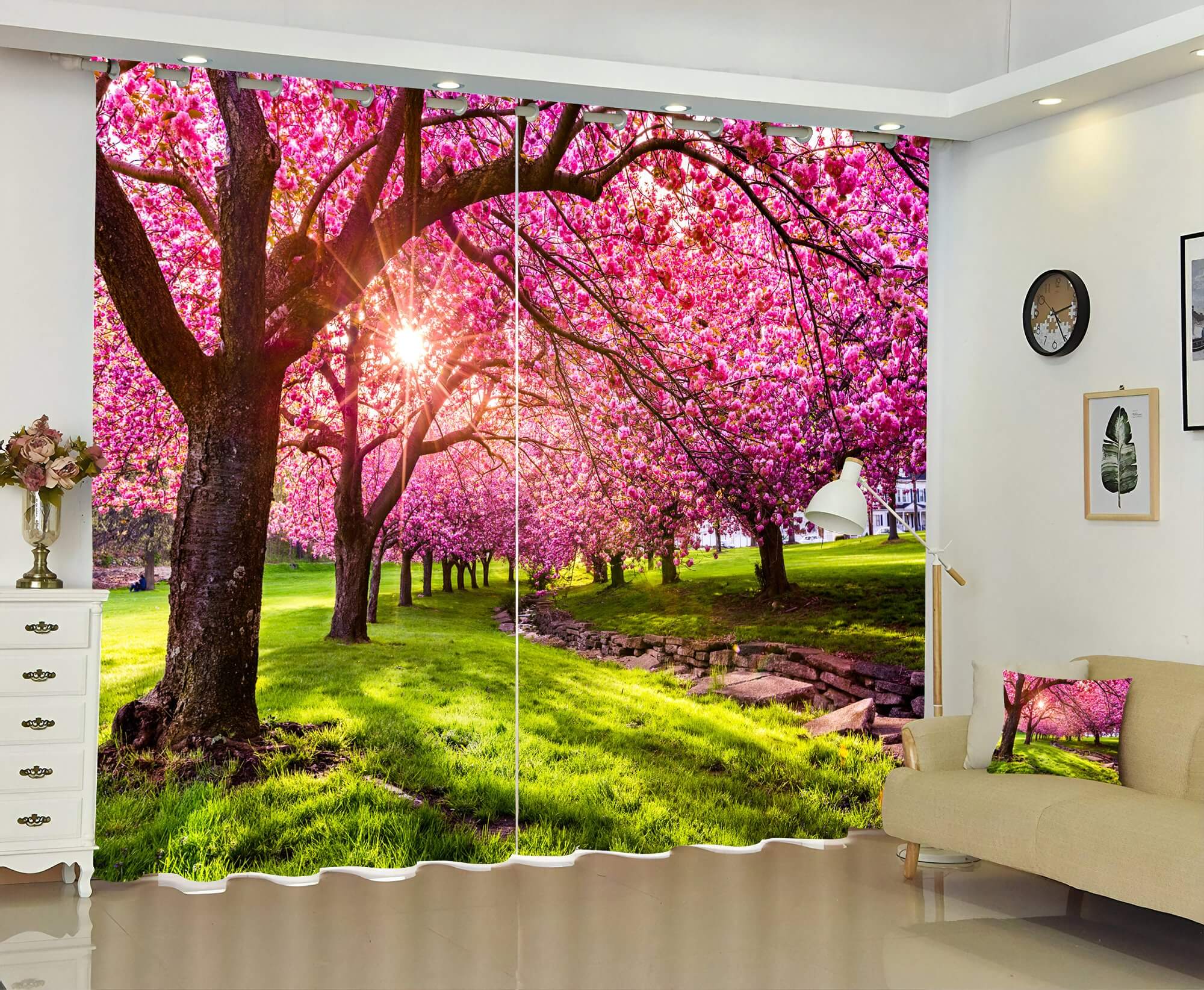 Premium Blackout Digital Curtains - It's Spring Time (Set of 2) 2024 E ...